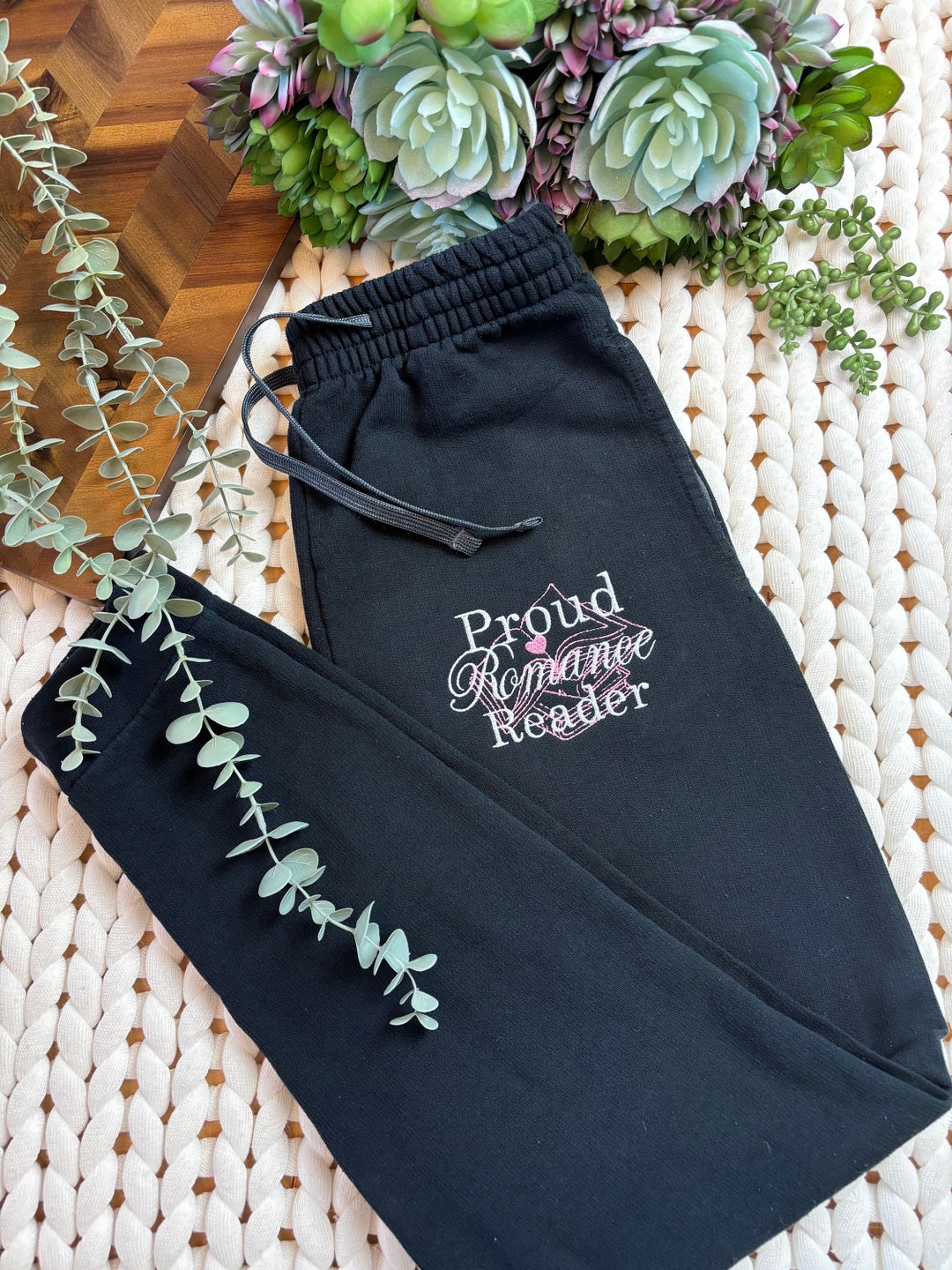 Proud Romance Reader Embroidered Joggers | Bookish Merch | Dark Romance ...