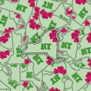 New York State Outline Decal Sticker, NYC, Long Island, Rose, Laptop ...