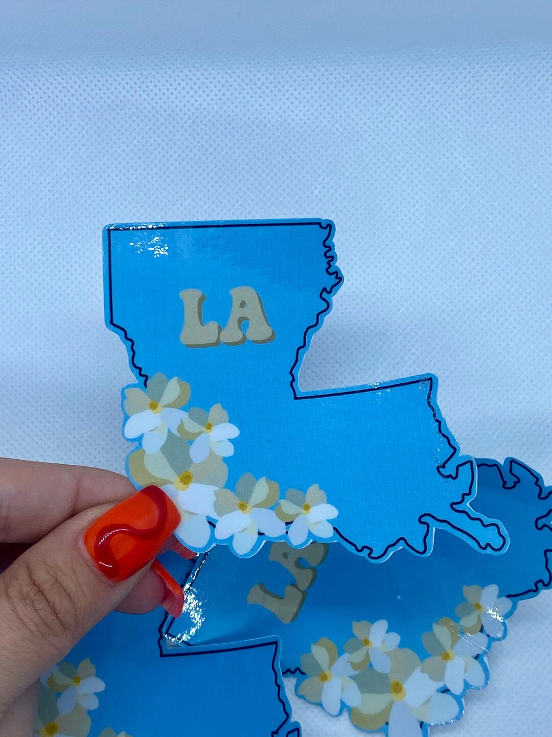 Louisiana State Outline Decal Sticker, New Orleans, NOLA, Magnolia, LA ...