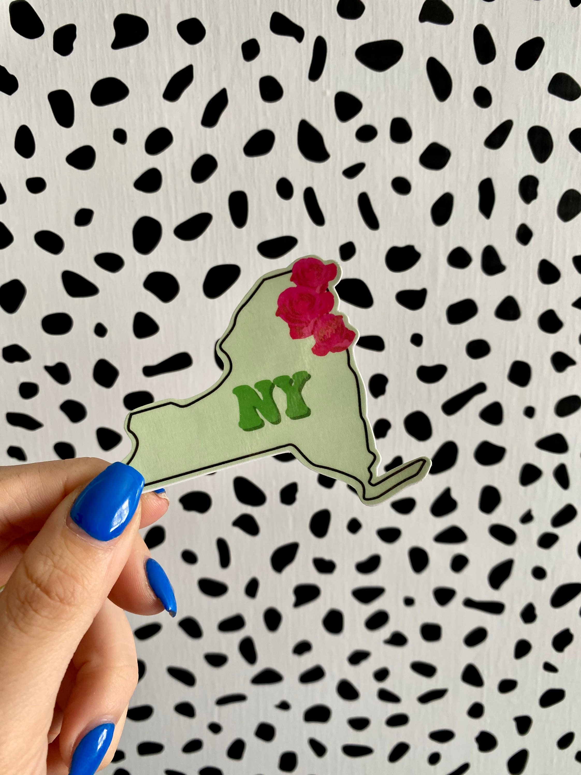 New York State Outline Decal Sticker NYC Long Island Rose - Etsy