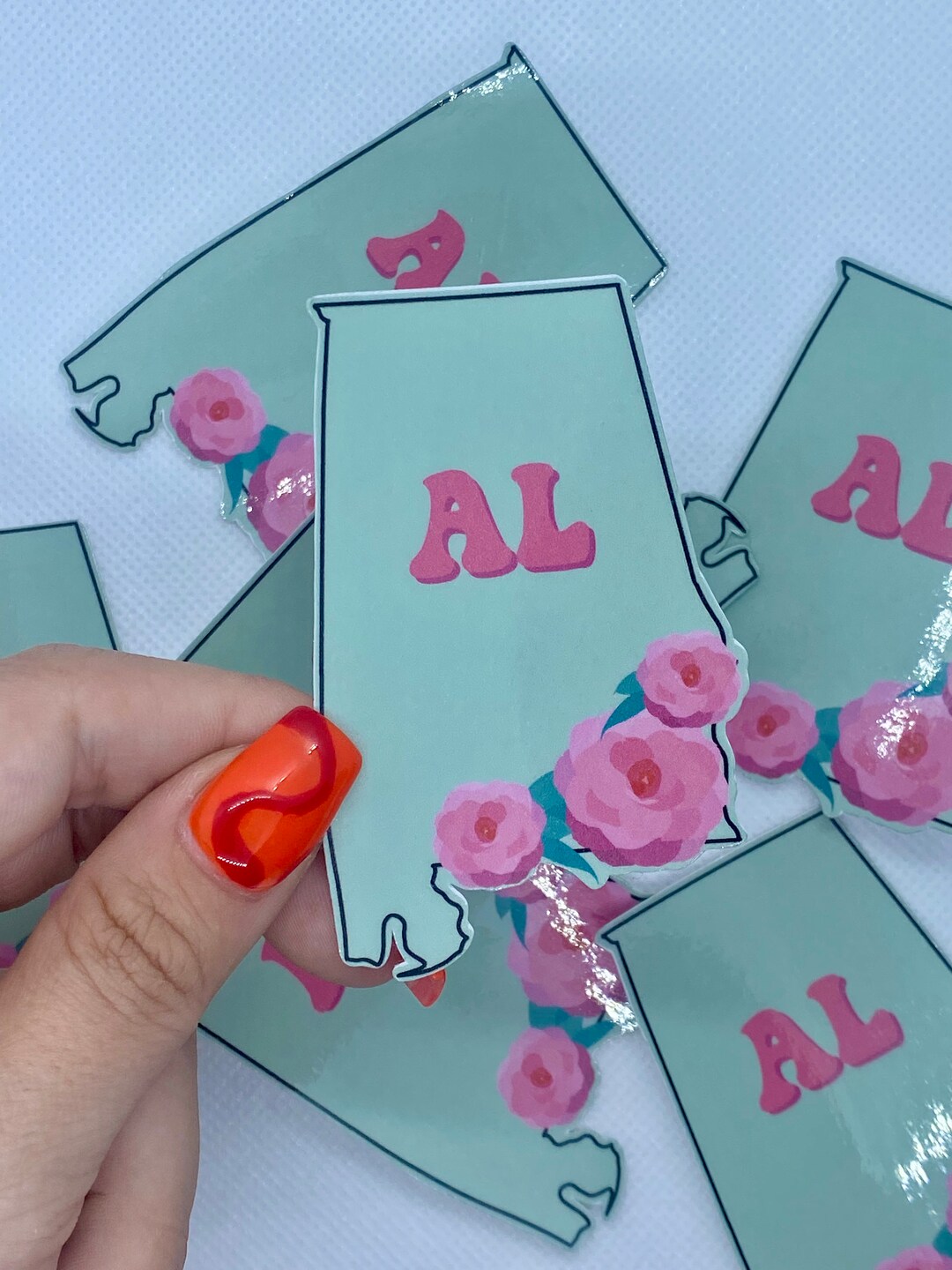 Alabama State Outline Decal Sticker, Bama, Roll Tide, Camellia, Laptop ...