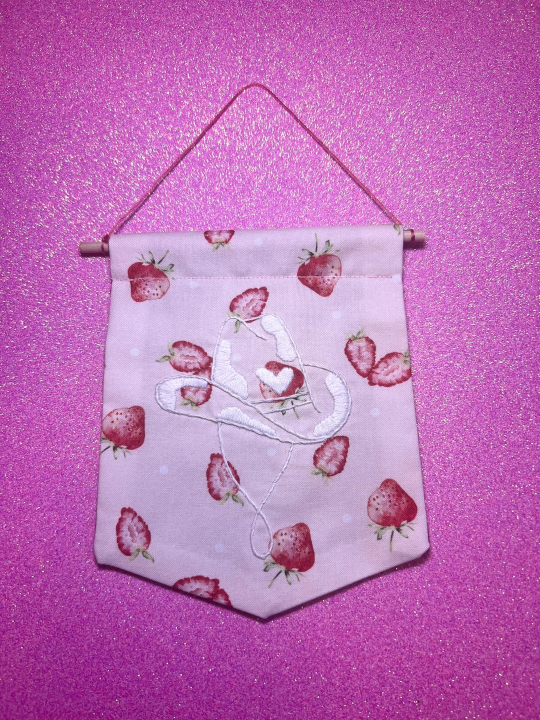 Pink Strawberry Cow Cowboy Hat Finished Embroidered Wall Hanging - Etsy