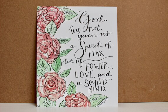 Power Love and Sound Mind Watercolor Art Print Bible Verse | Etsy