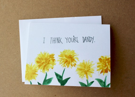You Are Dandy Floral Greeting Card A2 4.25x5.5 Dandelion | Etsy