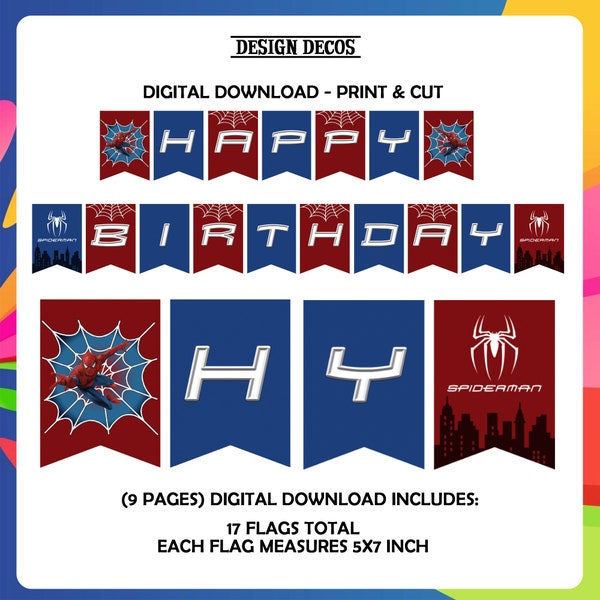 Spiderman Printable Banner - Etsy