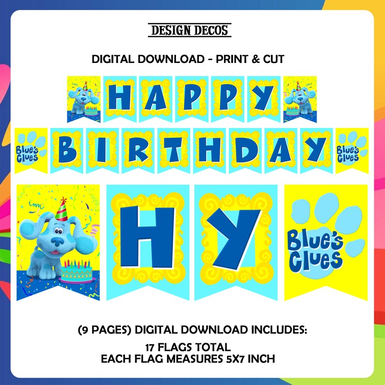 Blues Clues Banner Happy Birthday Banner Blue's Clues - Etsy Canada