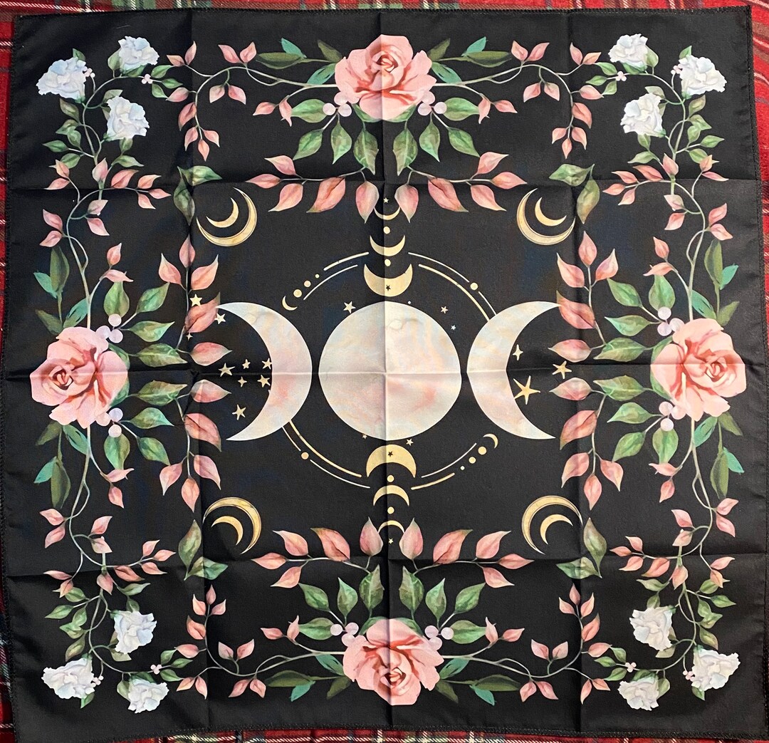 Rose Accent Triple Moon Altar Cloth - Etsy