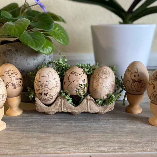 Wooden Eggs - Etsy