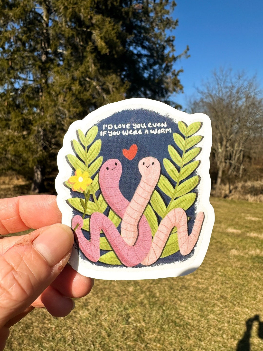 Cute Worm Vinyl Sticker "i'd Love You Even If You Were A Worm" Funny ...