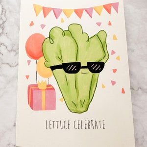 Lettuce Celebrate Funny Happy Birthday Card for Farmer, Gardener, Vegan ...