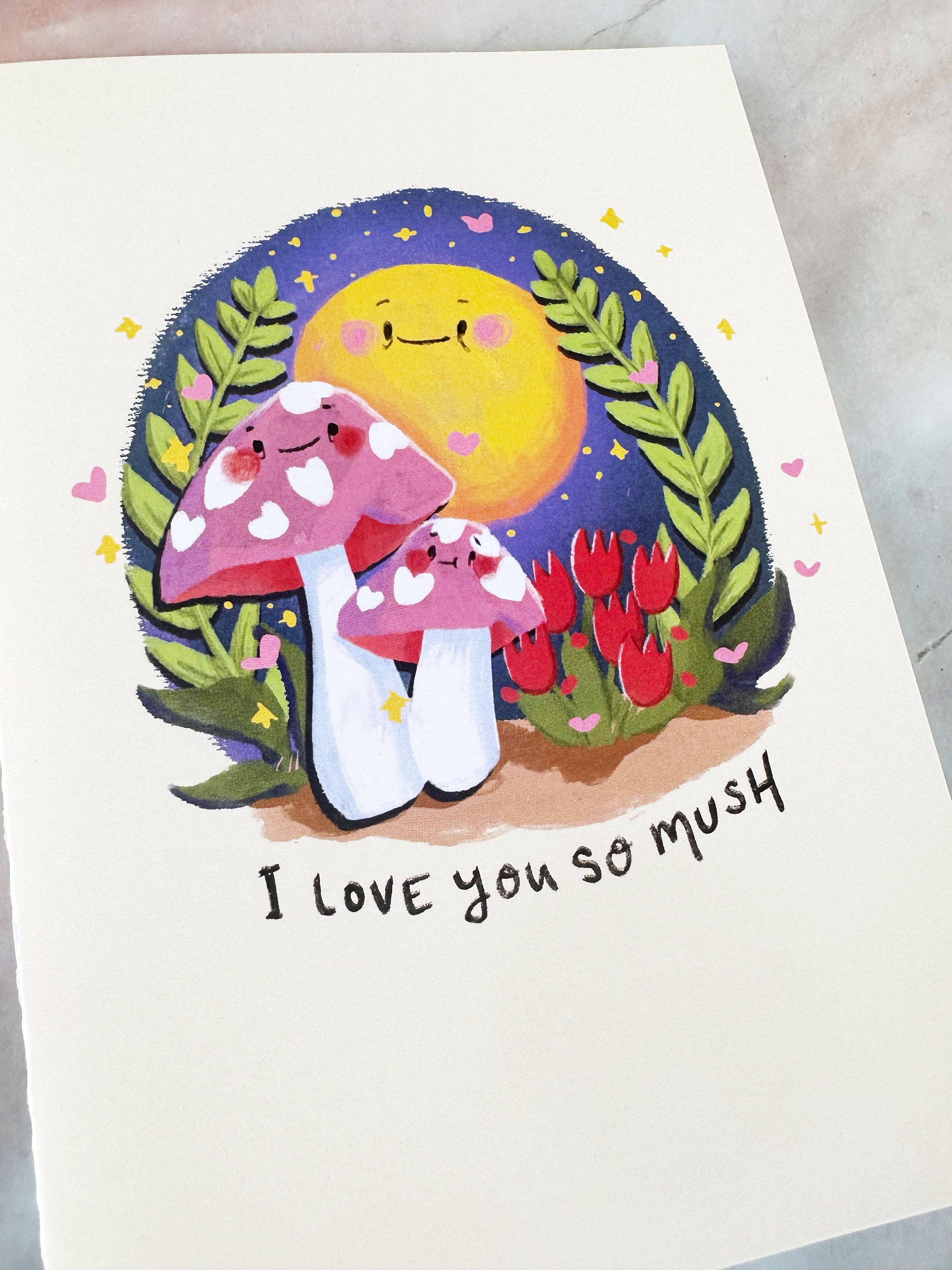 Mushroom Valentine's Day Card i Love You so Mush, Cute Valentine's Day ...