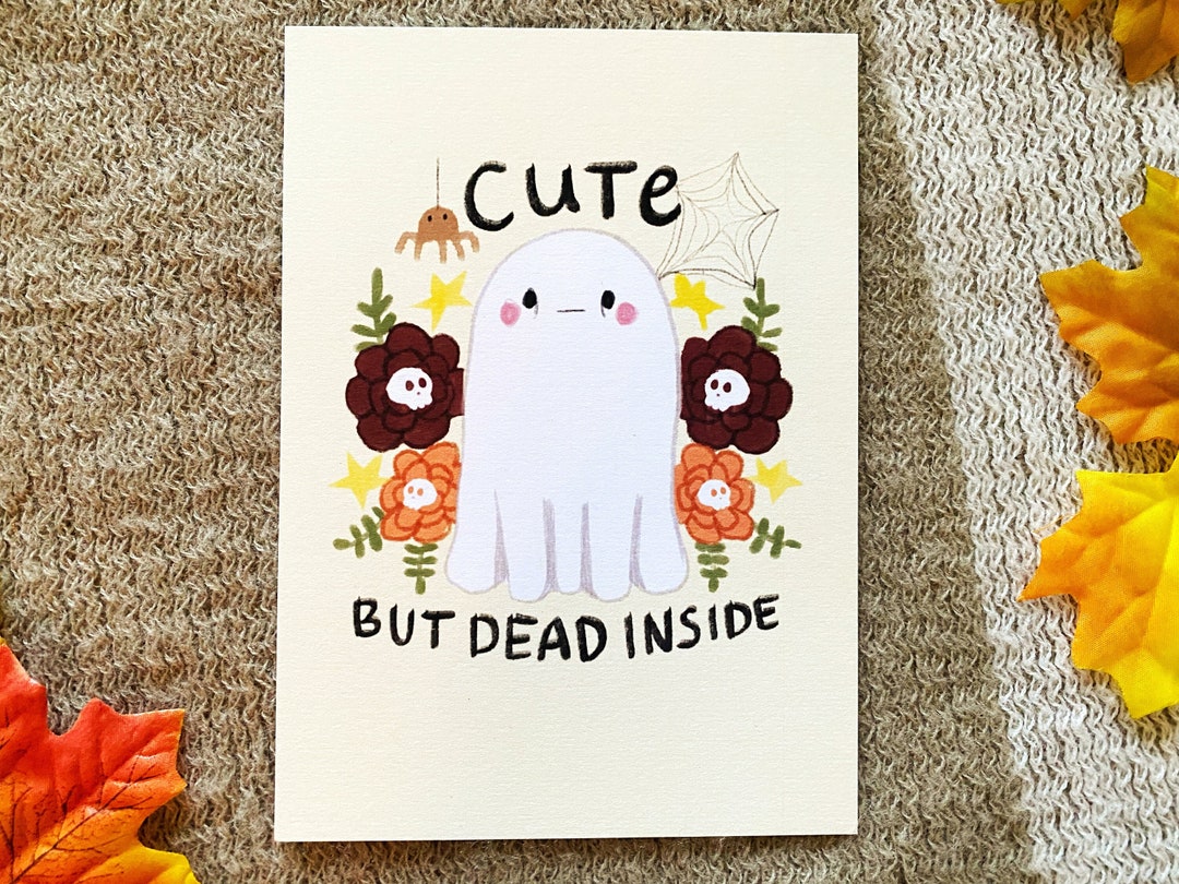 Ghost Mini Print "cute but Dead Inside", Halloween Wall Art, Fall Decor ...