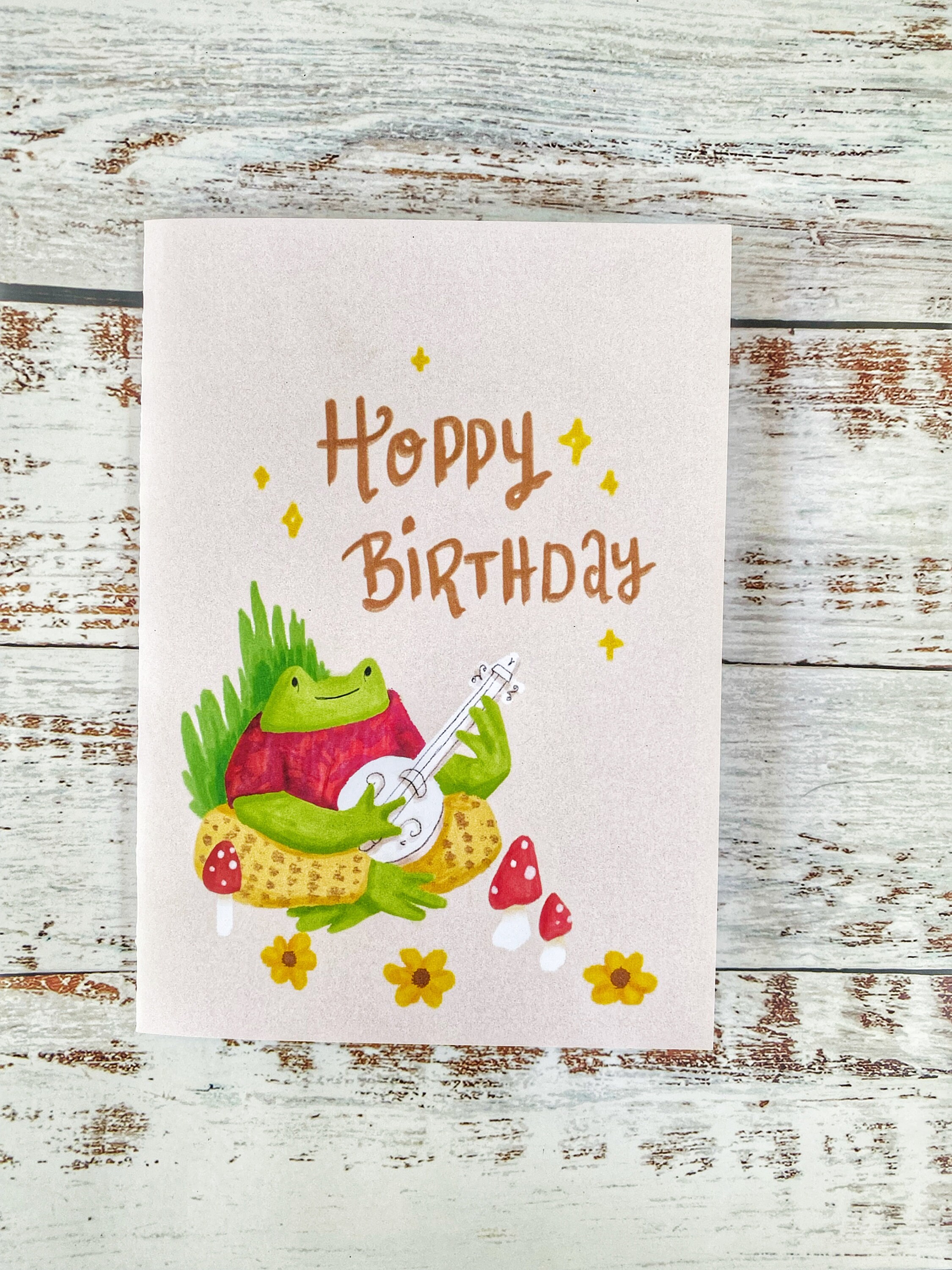 Frog Happy Birthday Card , Cute Happy Birthday Card, Hippie Birthday ...
