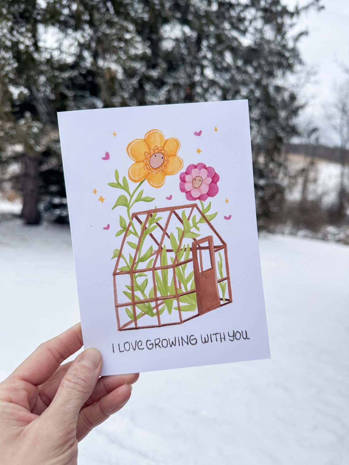 Cute Valentine's Day Card "i Love Growing With You" Greenhouse ...