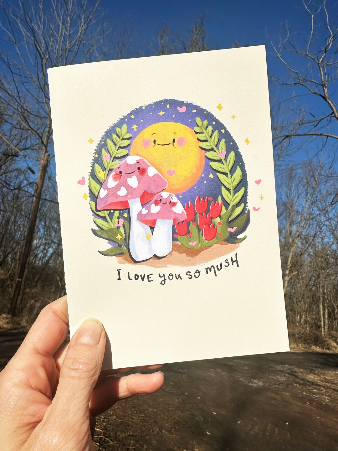 Mushroom Valentine's Day Card "i Love You so Mush", Blank Mushroom Card ...