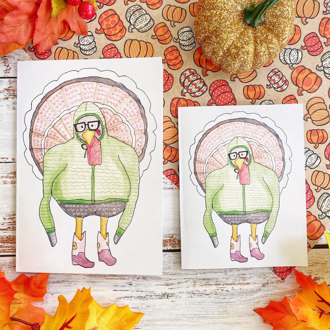 Happy Thanksgiving Card - Quirky Turkey - Hand Drawn Funny Card - Etsy