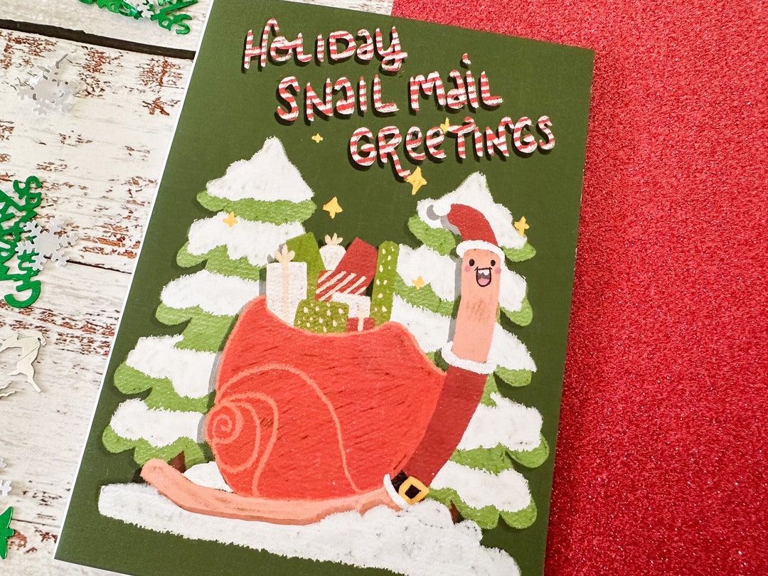 Happy Holidays Card - "holiday Snail Mail Greetings" Cute Christmas ...
