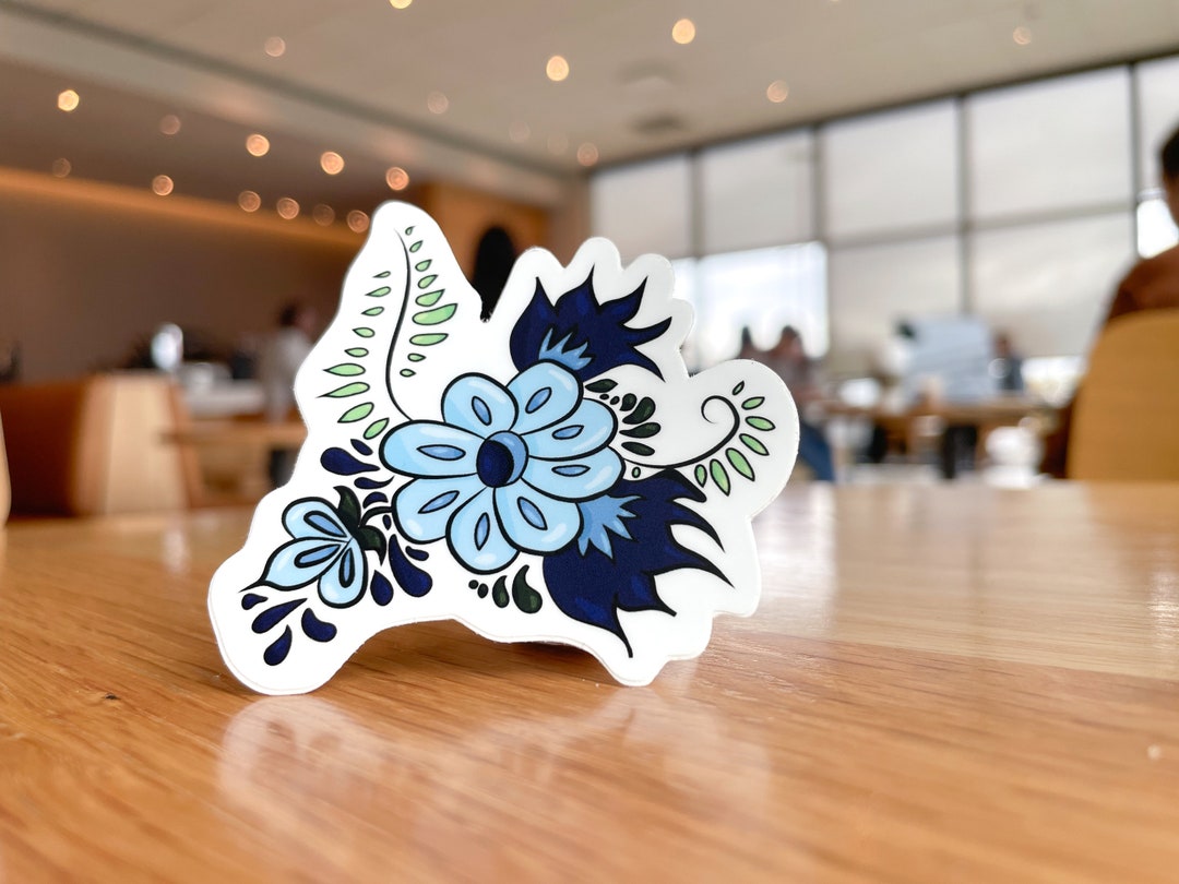 Dutch Floral Sticker Delft Blue Spring Style Sticker Dishwasher Safe ...