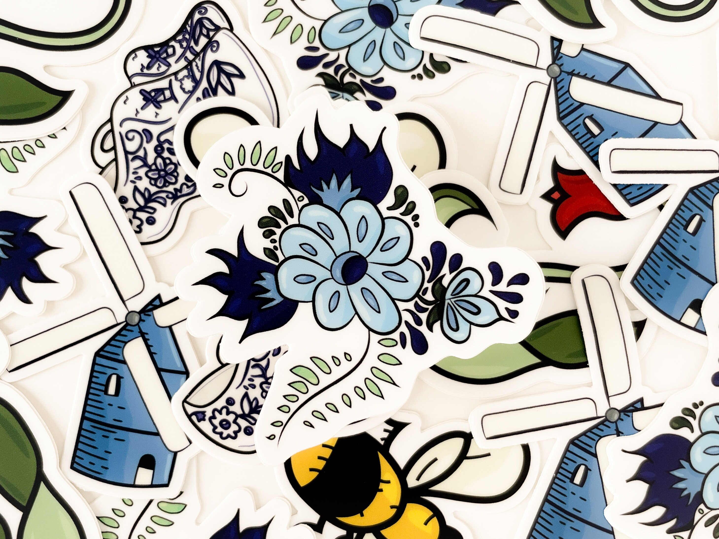 Dutch Floral Sticker Delft Blue Spring Style Sticker Dishwasher Safe ...