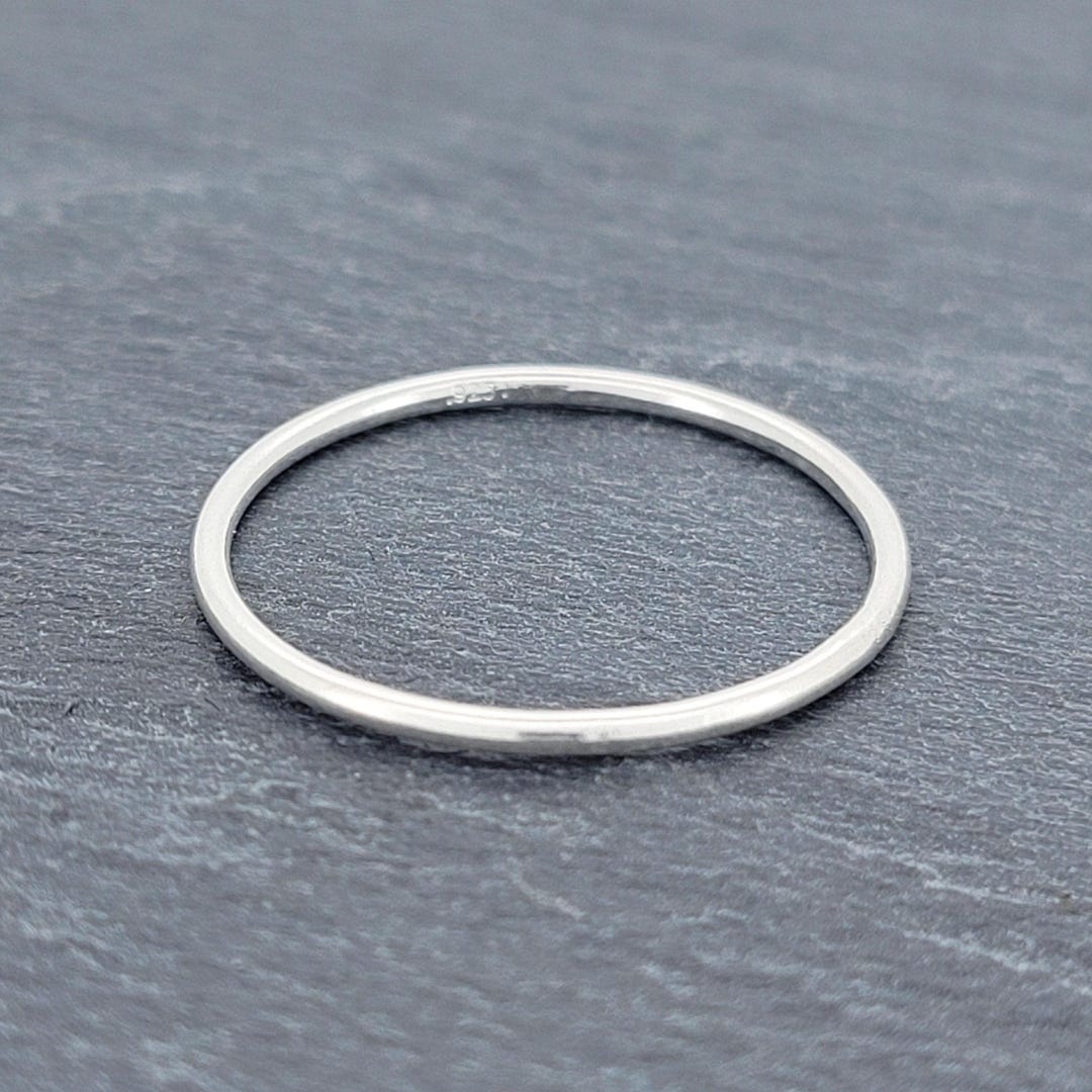 Thin Solid Sterling Silver Ring - 1mm Round Stacking Band - Sizes 1 to ...