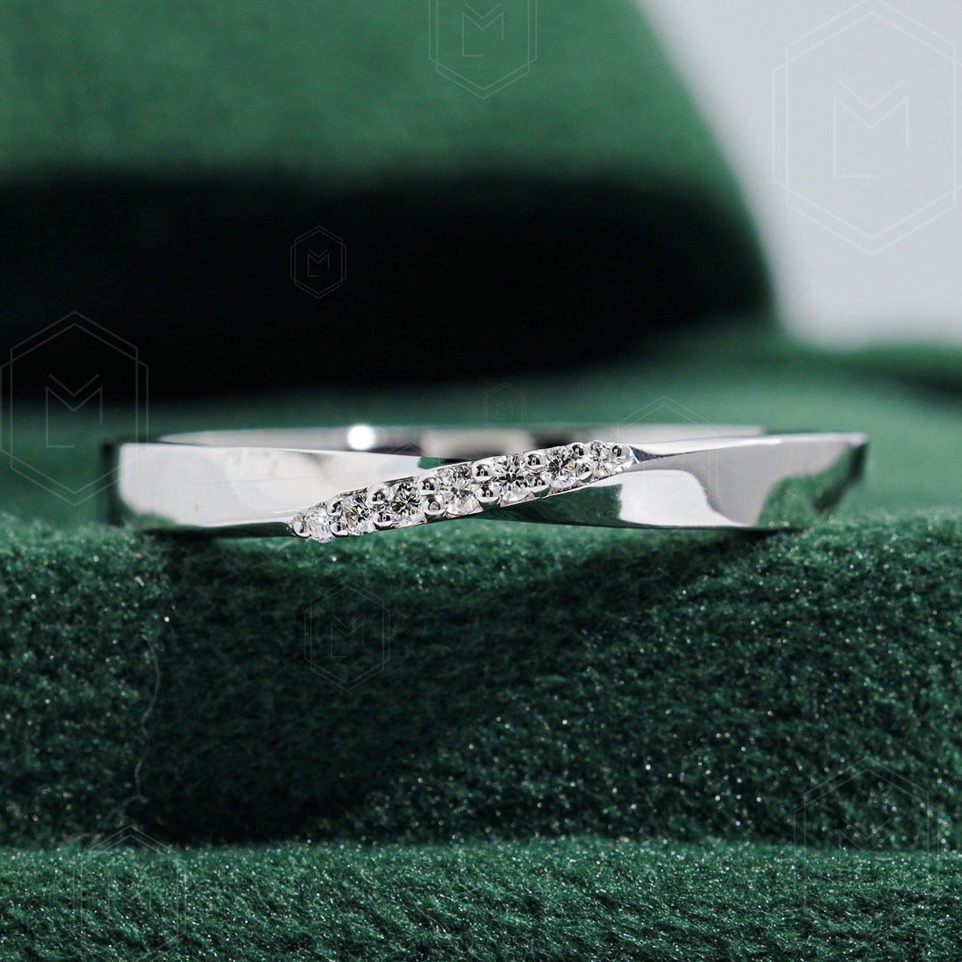 1.2 Mm Mobius Lab Grown Diamond Unique Ring 14K Solid White Gold Mobius ...