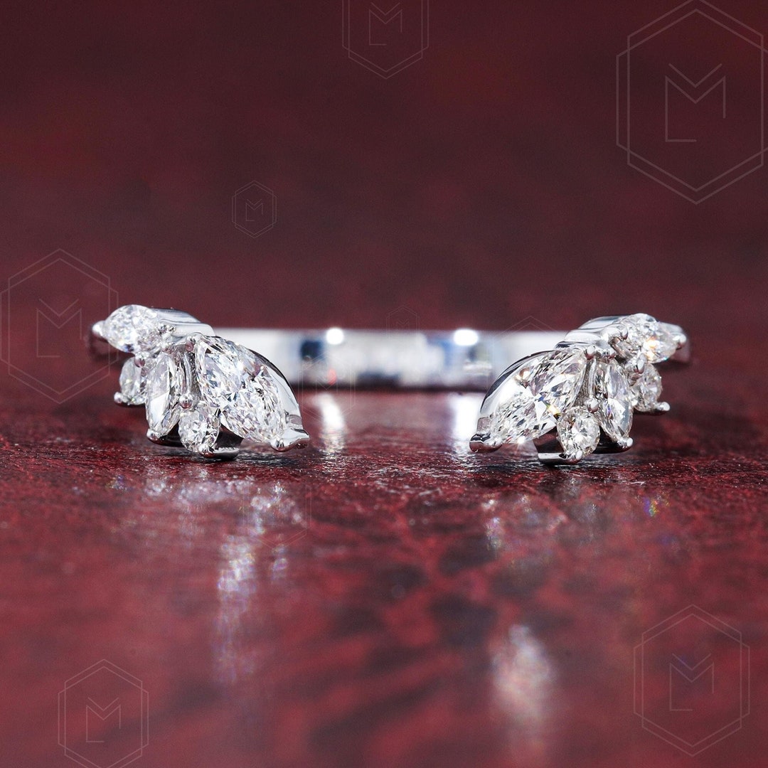 14k Gold Open Wedding Band Wrap Around Ring Lab Grown Diamond Cuff Ring ...