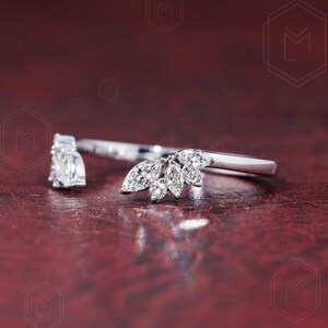 14k Gold Open Wedding Band Wrap Around Ring Lab Grown Diamond Cuff Ring ...