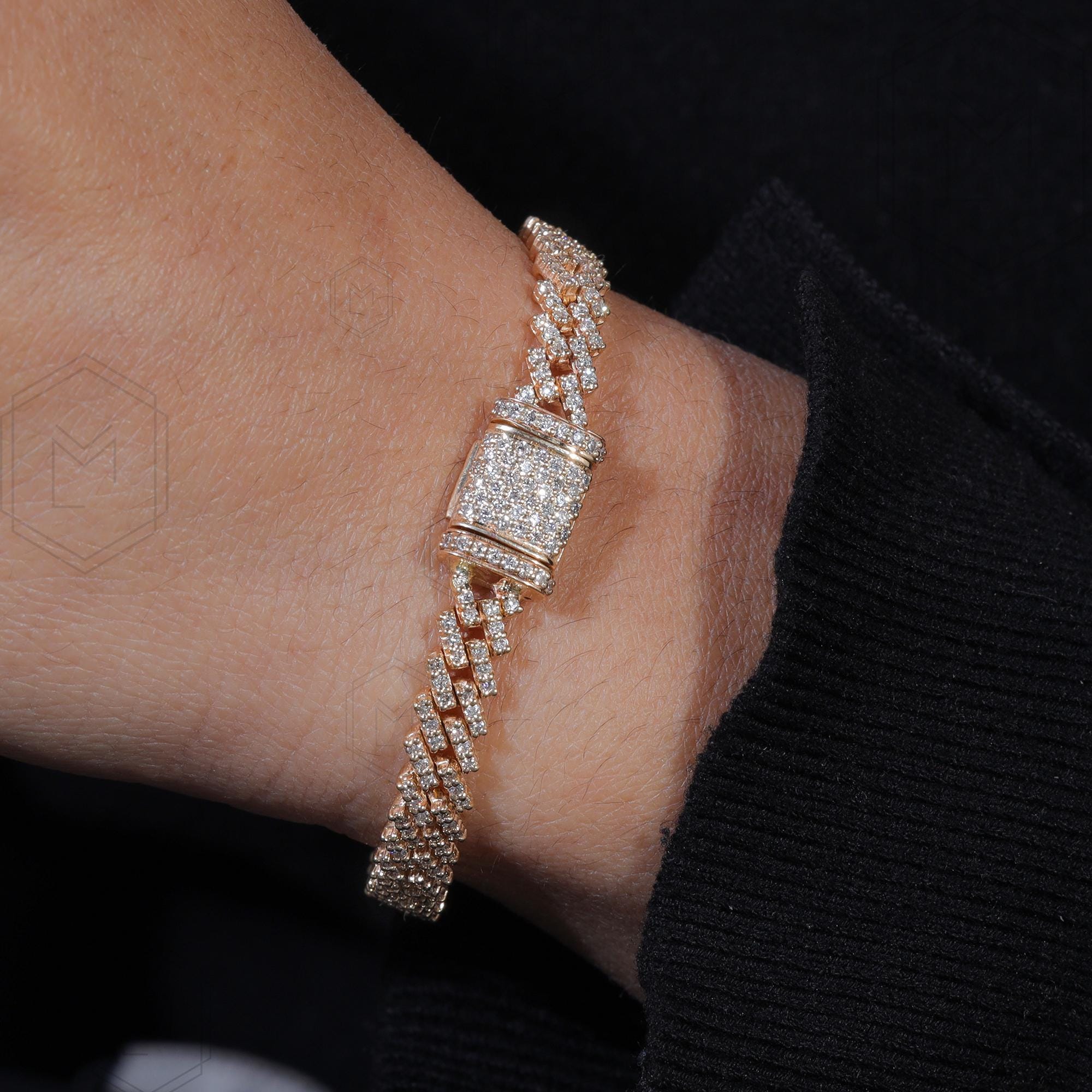 Lab Grown Diamond Miami Cuban Link Bracelet Curb Link Bracelet 18K Gold ...