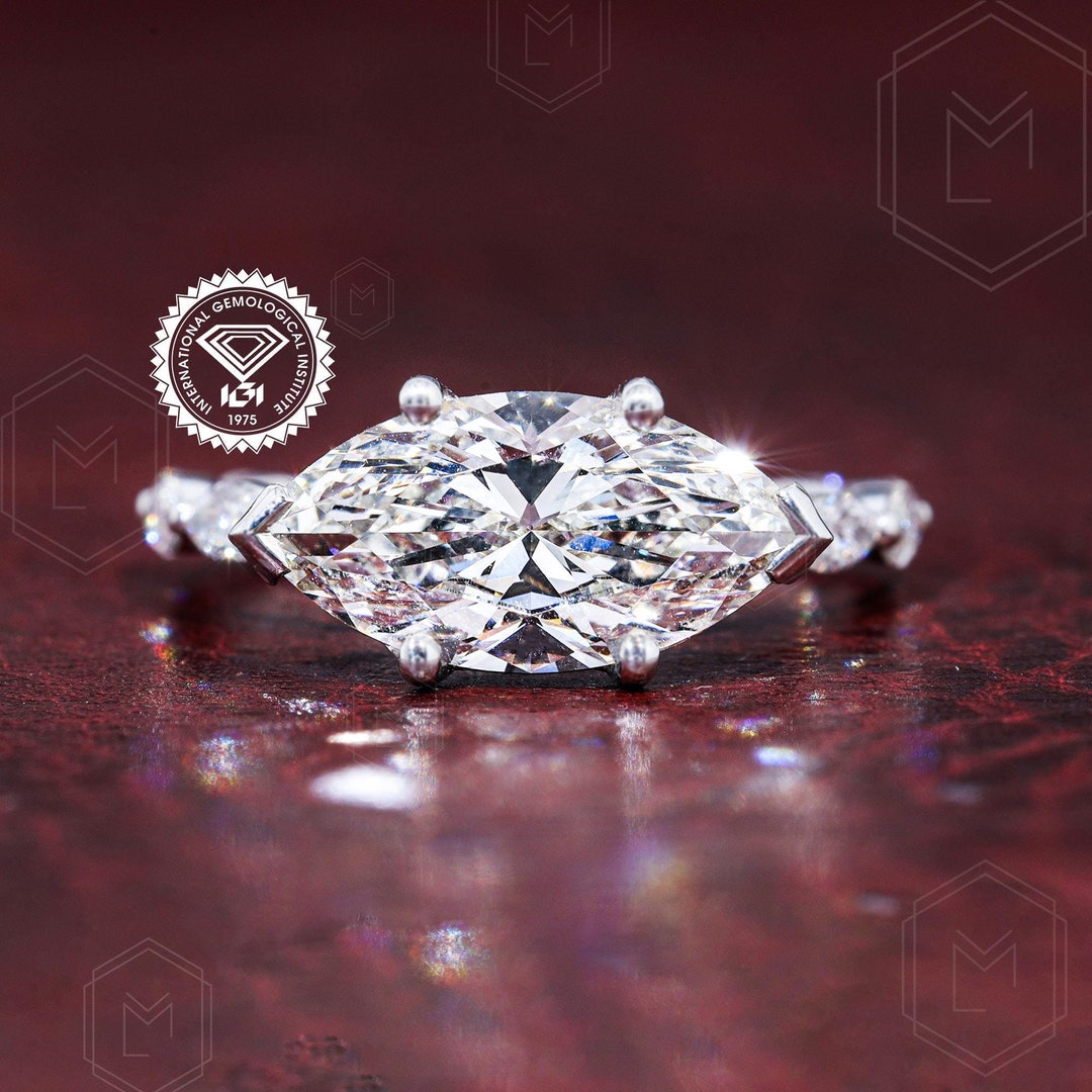 Marquise-cut Engagement Ring 14K Gold 0.5 TO 3.0 CT East-west Marquise ...