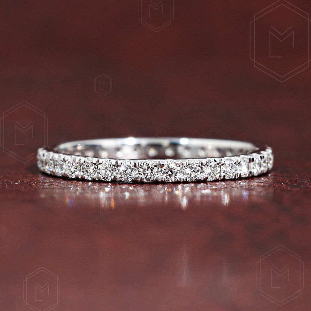 2 MM Round Lab Grown Diamond Band Lab Created Diamond Full Eternity ...