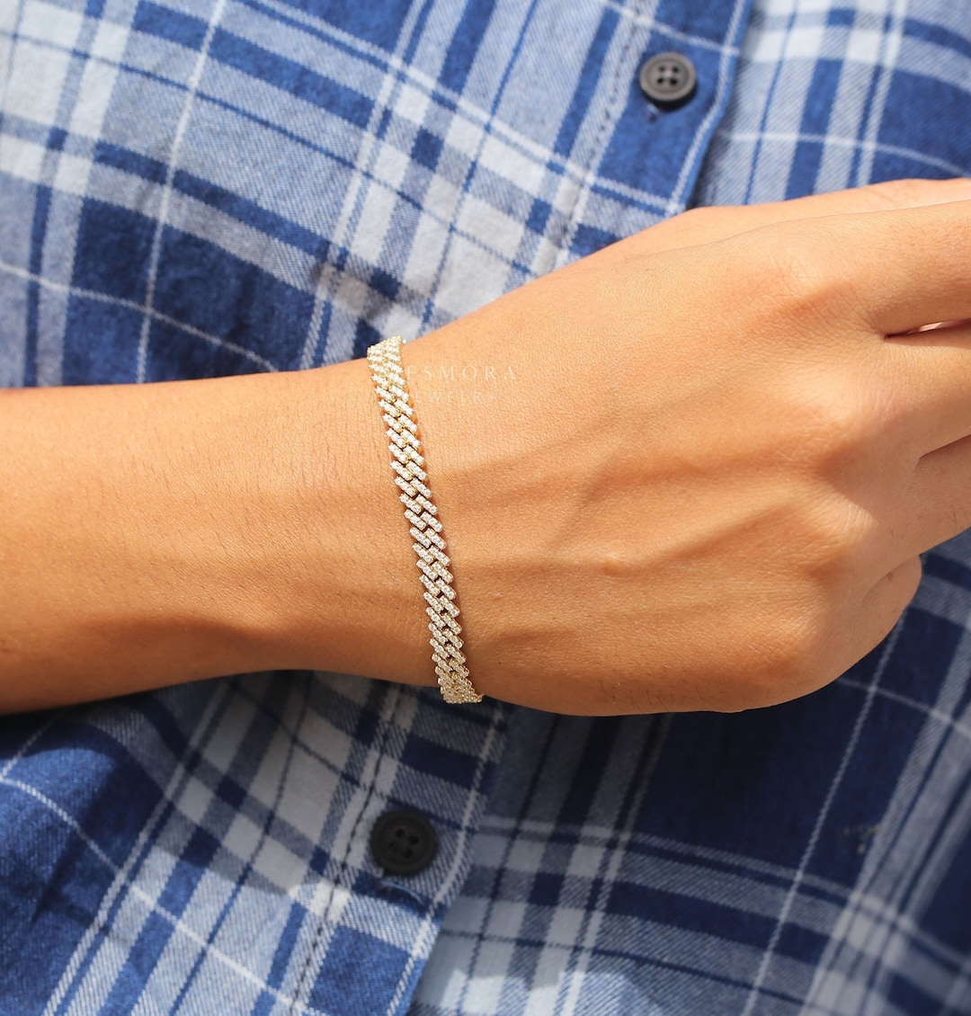 Lab Grown Diamond Miami Cuban Link Bracelet Curb Link Bracelet 18K Gold ...