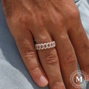 Chain Link Ring Mens Chunky Chain Ring 14k Gold Cuban Ring 6mm Round ...