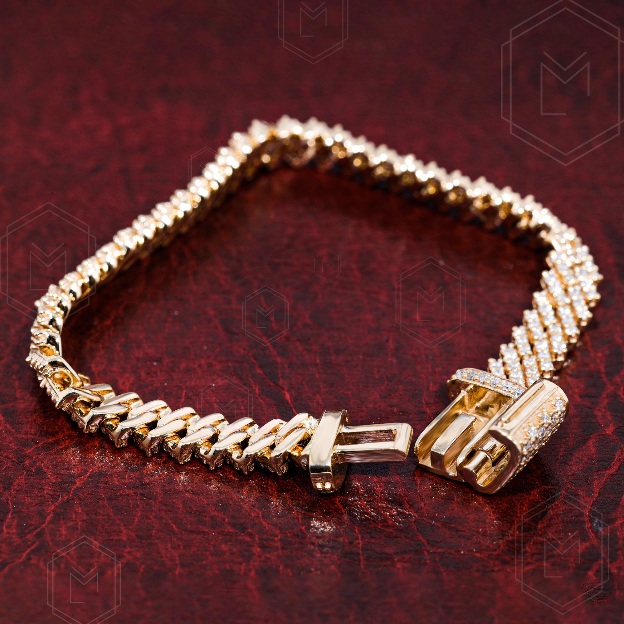Lab Grown Diamond Miami Cuban Link Bracelet Curb Link Bracelet 18K Gold ...