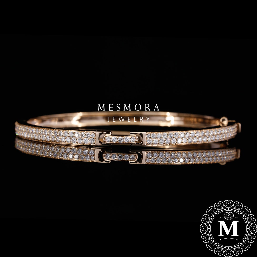 Rose Gold Bangle 14K Gold Lab Grown Diamond Bracelet Lab Grown Bangle ...