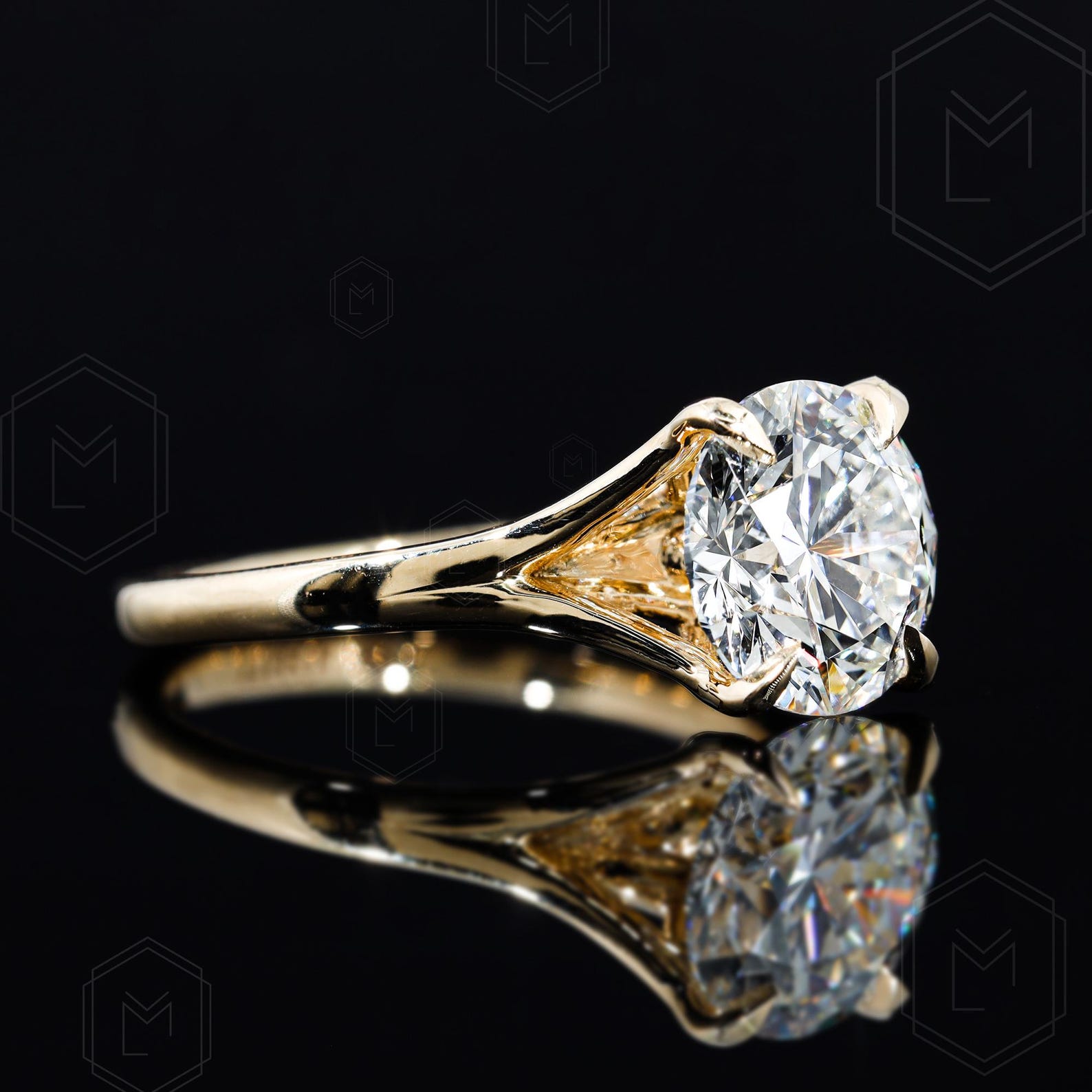 Round Cut Lab Grown Diamond Solitaire Ring, 2.0 CT Lab Diamond ...