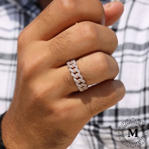 Chain Link Ring Mens Chunky Chain Ring 14k Gold Cuban Ring 6mm Round ...