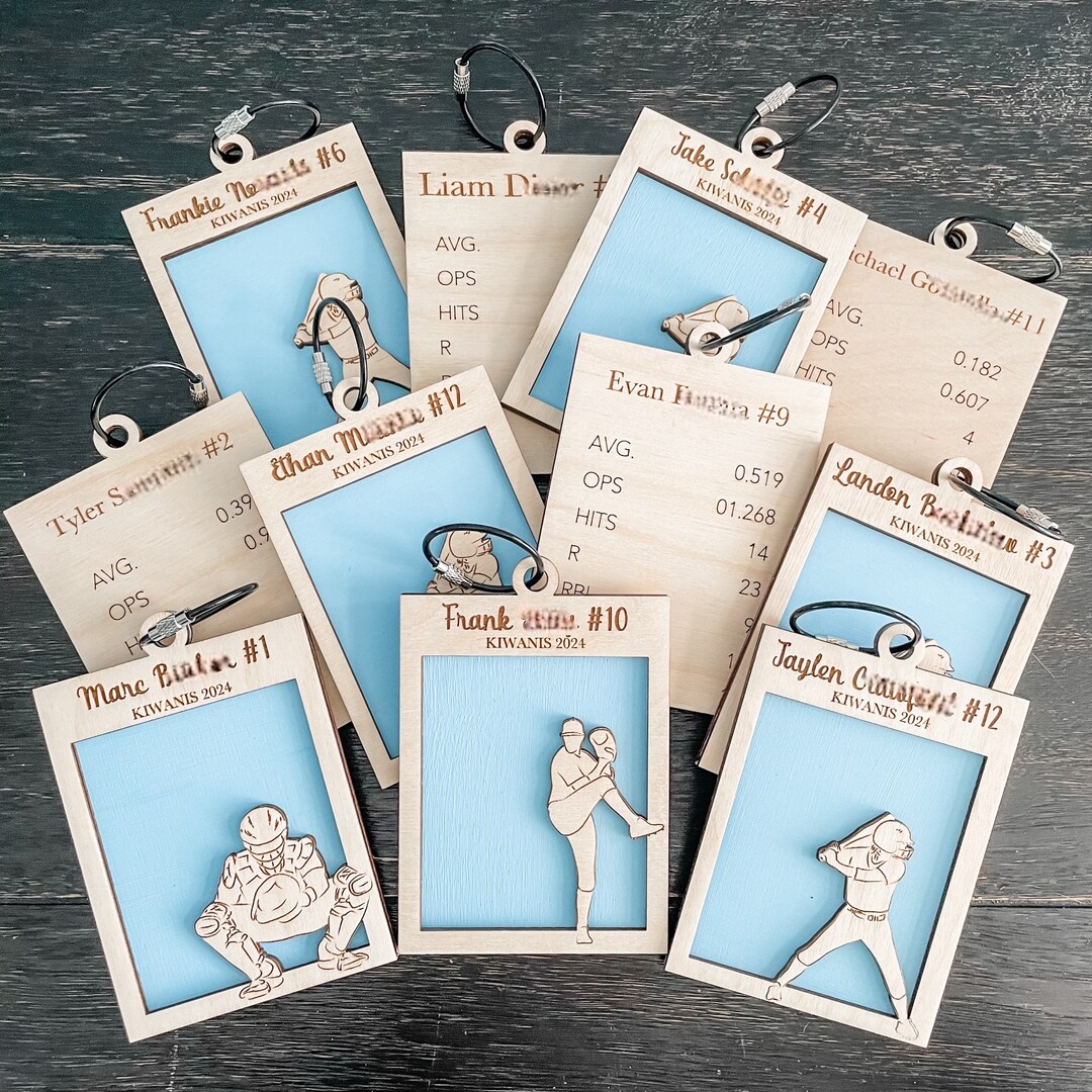 Personalized Baseball Card Ornament Keychain Backpack Tag Team Gift ...