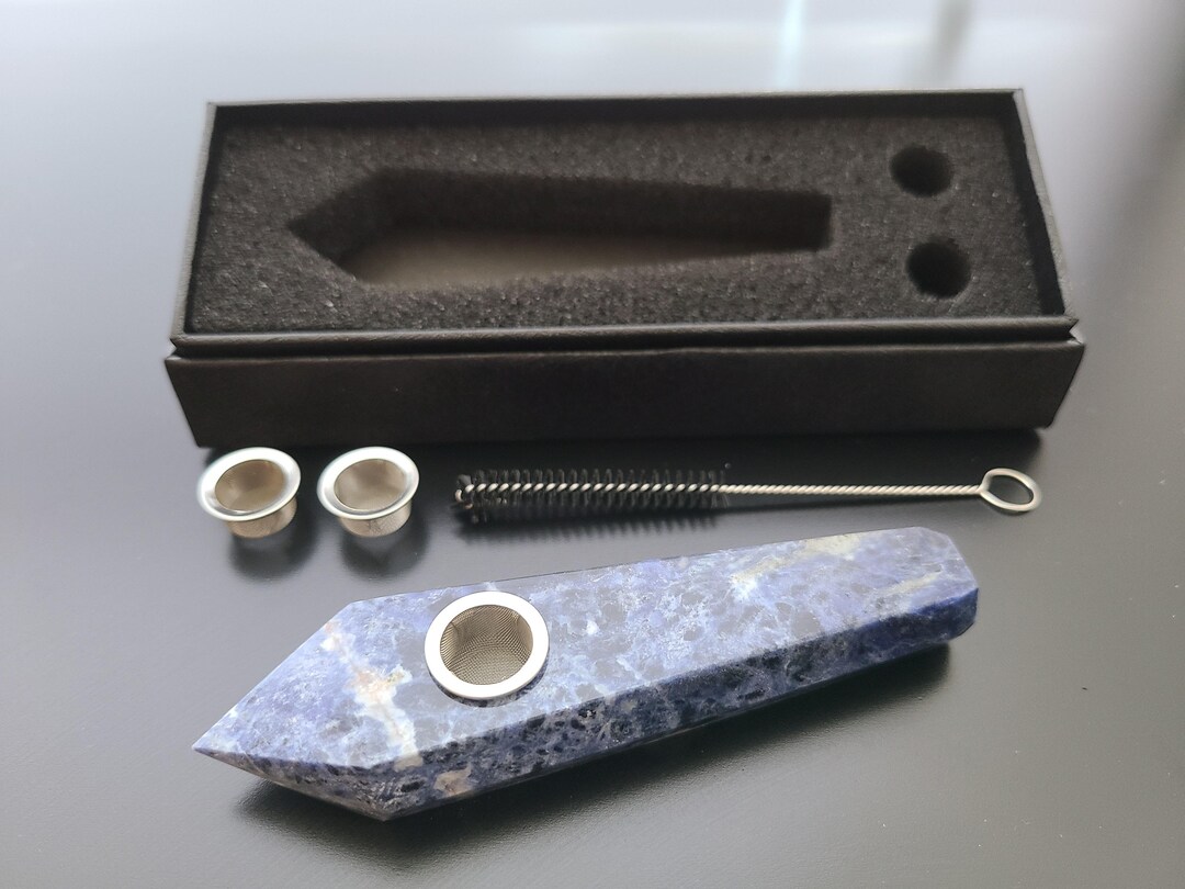 Sodalite Natural Stone Smoking Pipe Set Healing Tobacco Wands US - Etsy