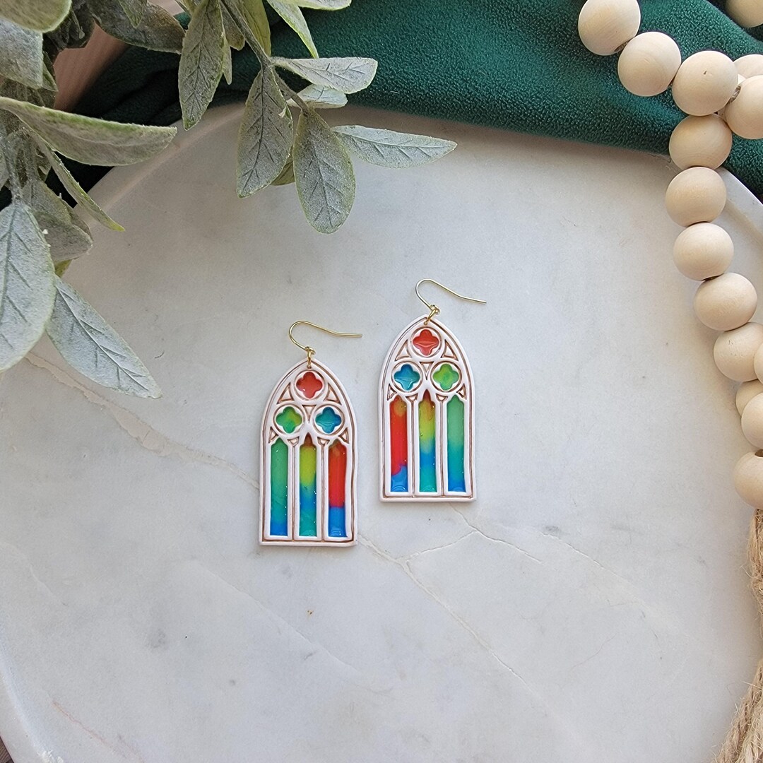 Stained Glass Earrings: La Sagrada Familia Inspired Cathedral Jewelry ...