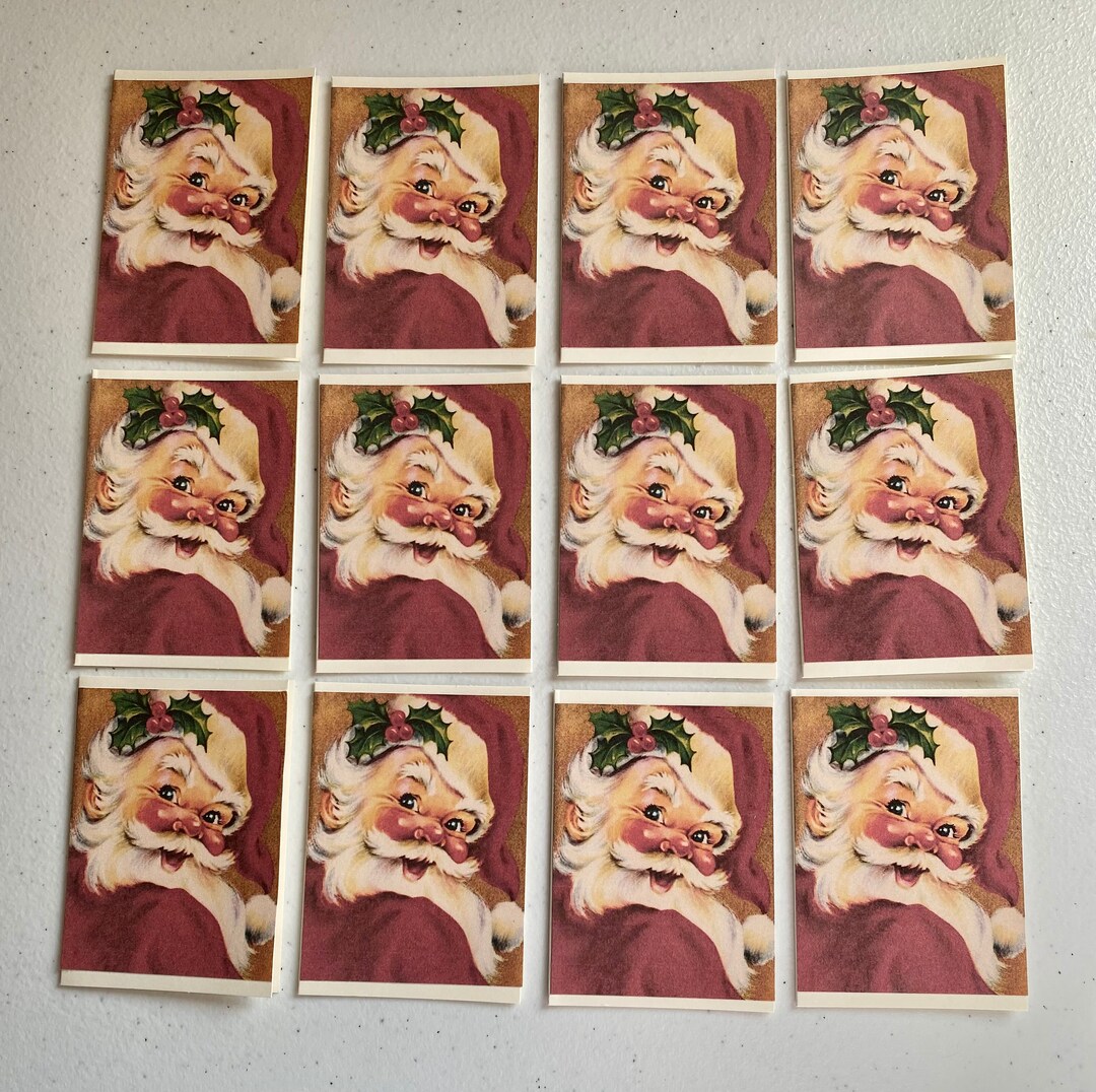 Set of 12 Handmade MINI Vintage Santa Note Cards. Santa Claus. - Etsy