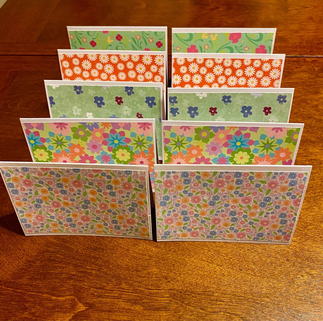 Set of 10 Handmade Spring MINI Note Cards. Floral. Flowers. Springtime ...