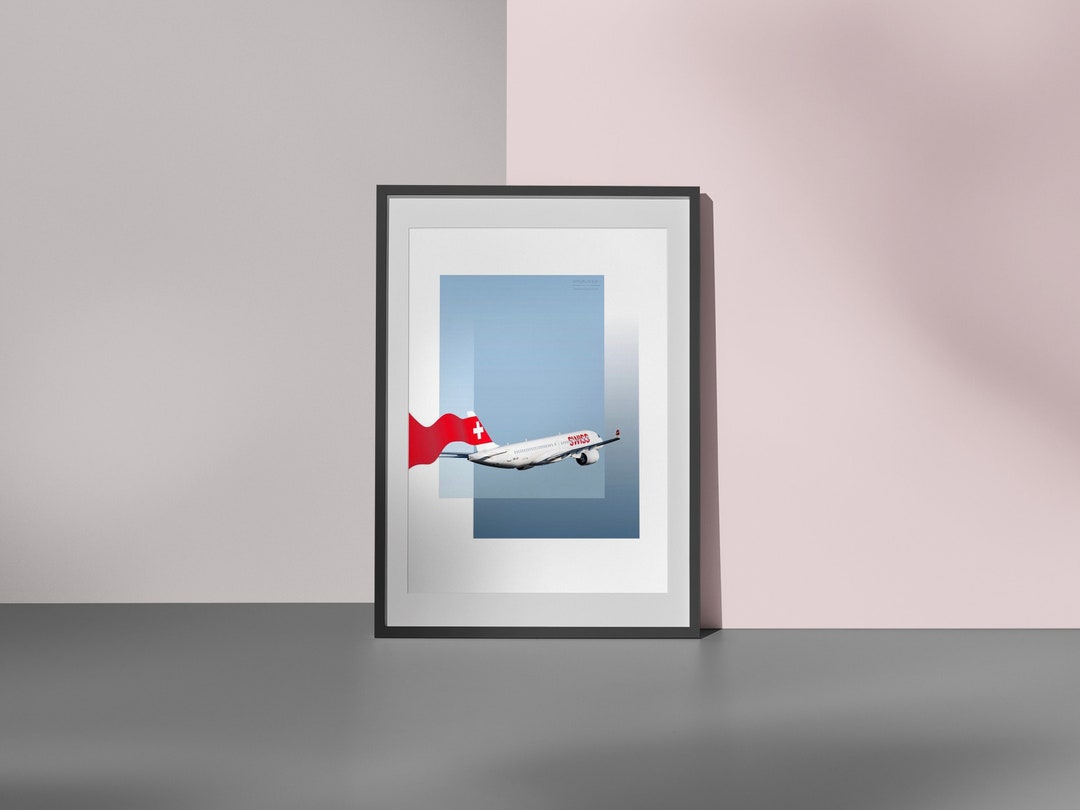 Graphic Aviation Photography Airplane Print - Swiss A220 - Etsy