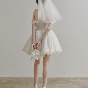 Off-shoulder Lace Mini Wedding Dress: Corset Bridal Gown - Etsy