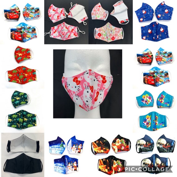 2 Pack Character Patterns Cloth Face Masks for KIDS From 4 to | Etsy