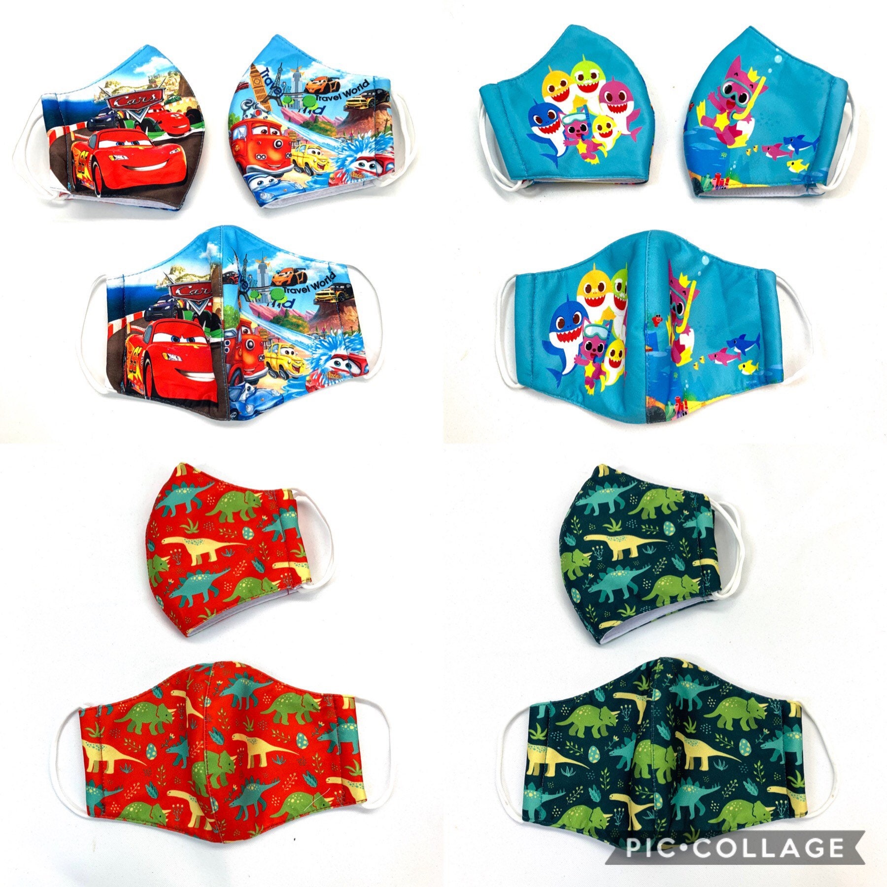 2 Pack Character Patterns Cloth Face Masks for KIDS From 4 to | Etsy