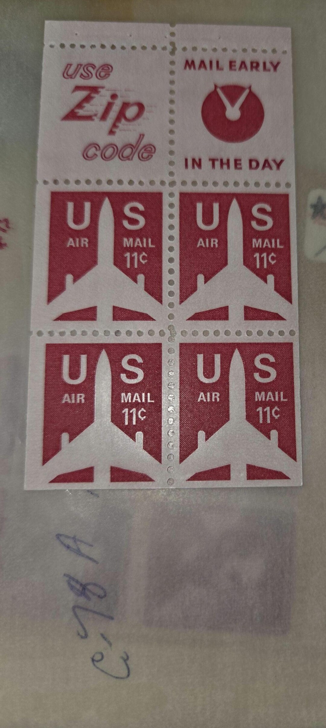 1971 U.S. Usps 11c Airmail Zip Slogan 5 Scott C78A Pane of 4 Stamps MNH ...