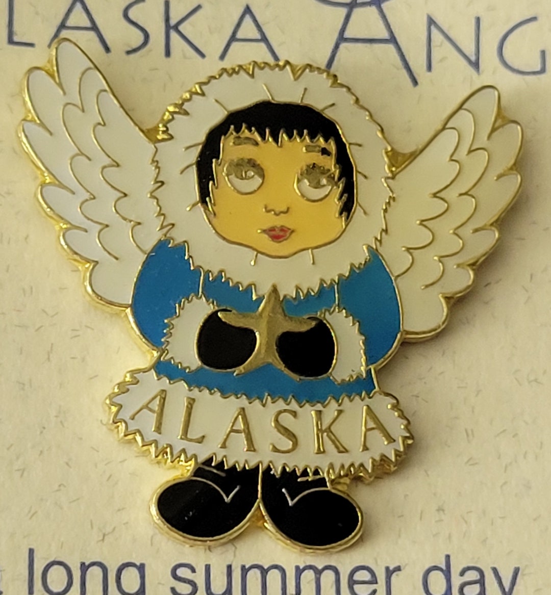 Vintage Alaska Angel Lapel Pin Guardian Angel Eskimo Souvenir Hat Tack ...