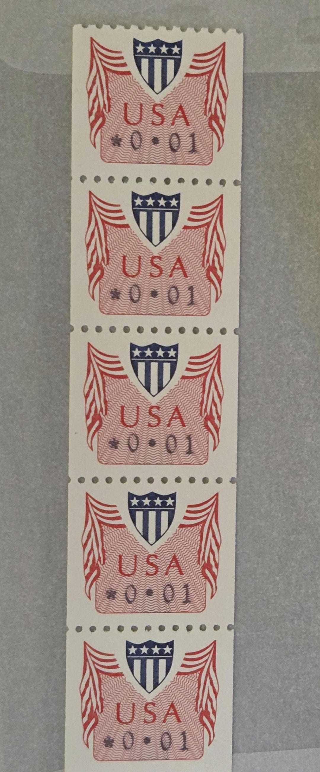 1992 1c Shield Stamp Cvp31a 5 Coil Vending Stamps 01 Green - Etsy
