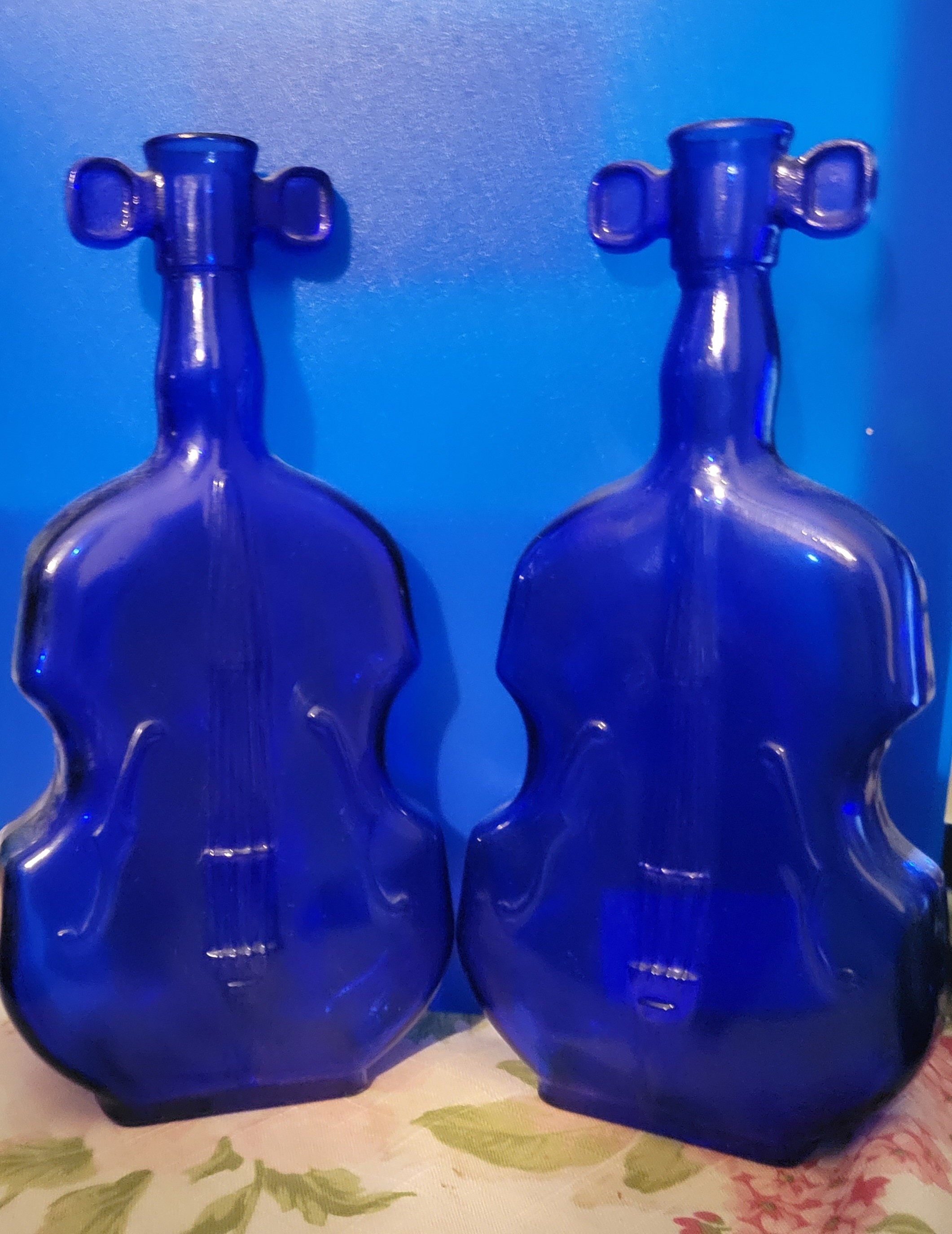 Vintage Pair Wheaton Cobalt Blue Violin Cello Bottles 4 and 5 Glass ...