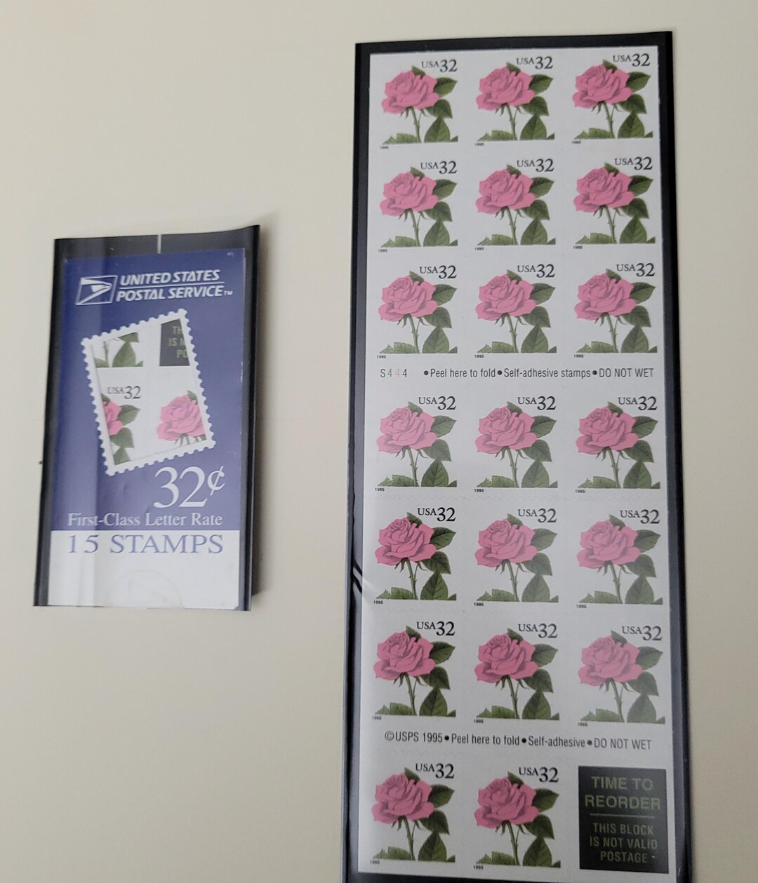 1995 USPS Us Pink Rose 32 Cent Booklet Sealed Bk 178A 15 Stamps ...